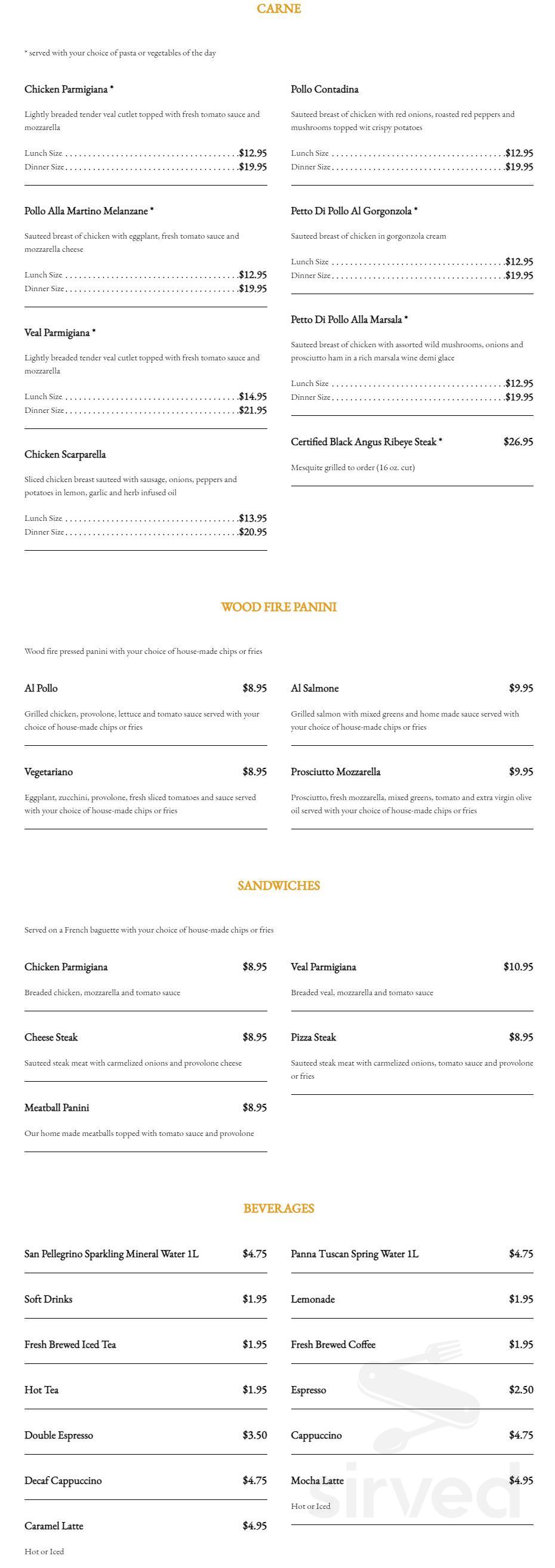 Fellini Cafe of Media menu in Media, Pennsylvania, USA