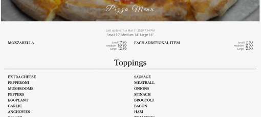 Menu for Serafino's Restaurant | Bar & Cater in Wallingford, CT | Sirved