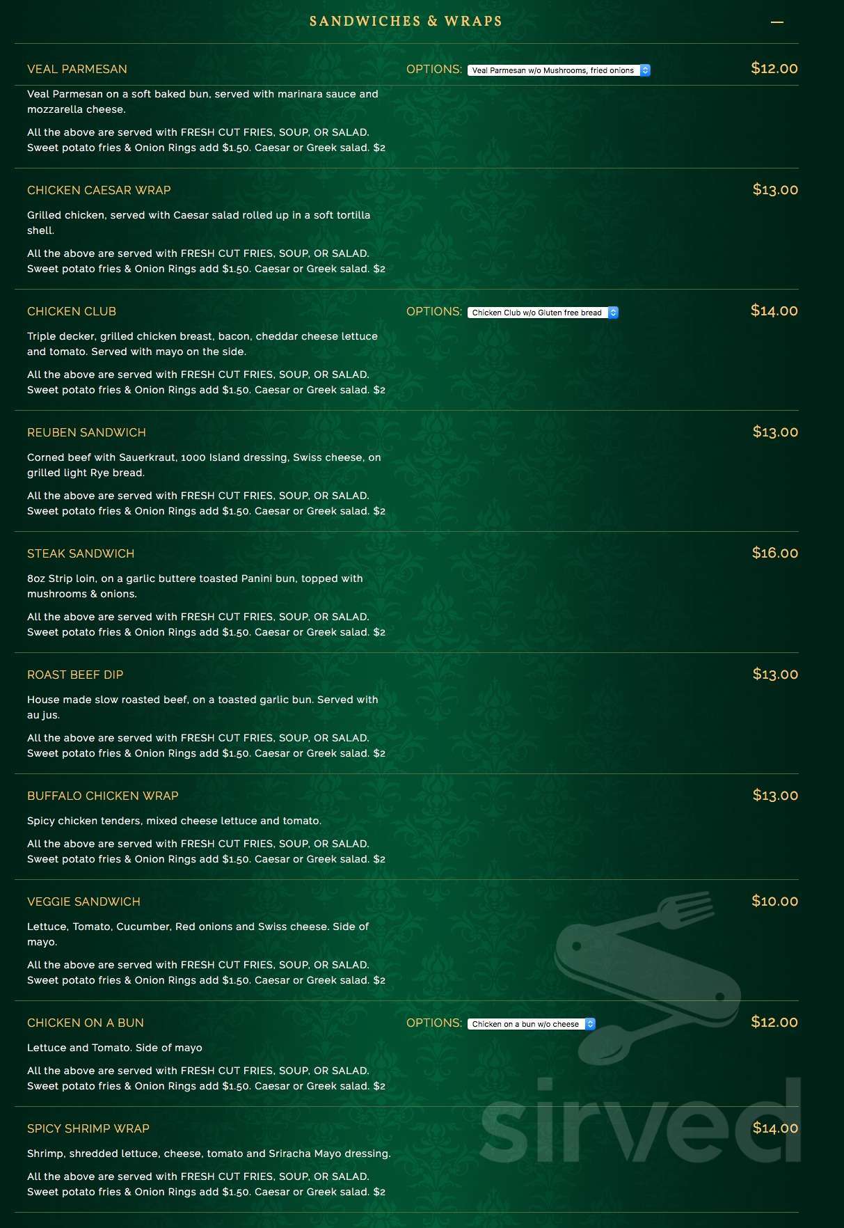 Abbey Road Pub & Patio menu in Mississauga, Ontario, Canada