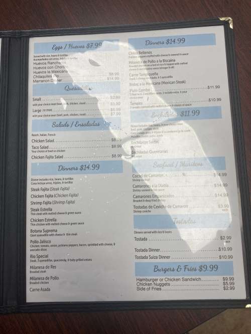 El Rio Authentic Mexican Restaurant menu in Momence, Illinois, USA