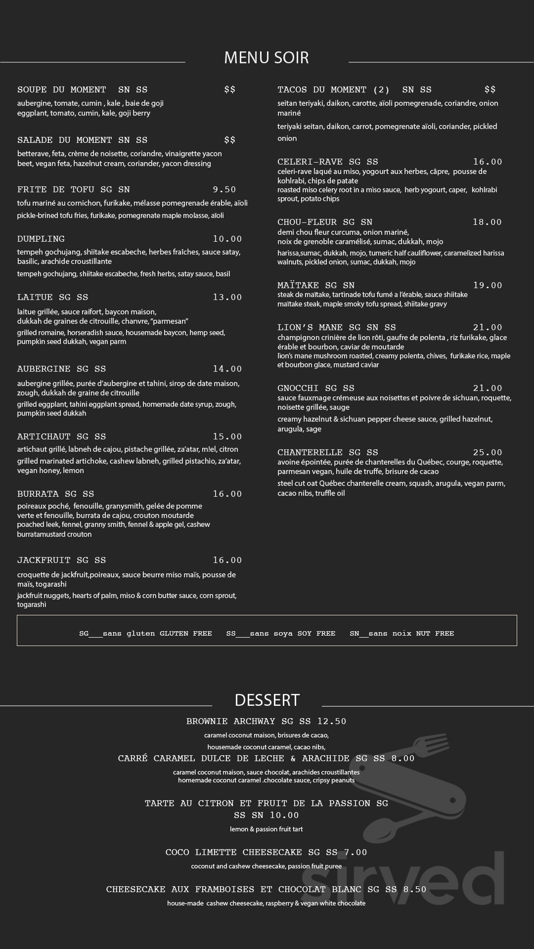 Archway menu in Montreal, Quebec H4G 1V1, Canada