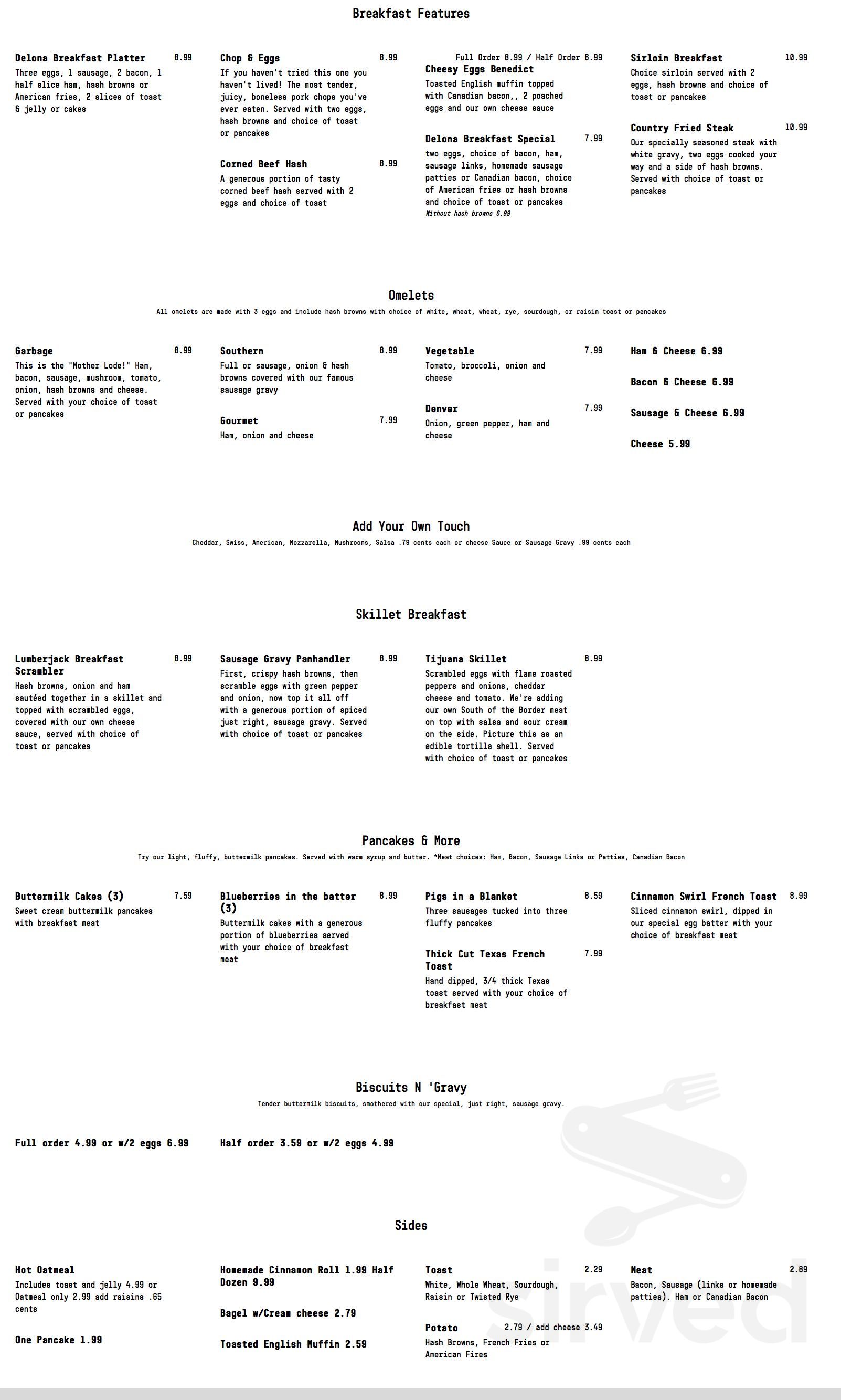 Delona Restaurant menu in Gladstone, Michigan, USA