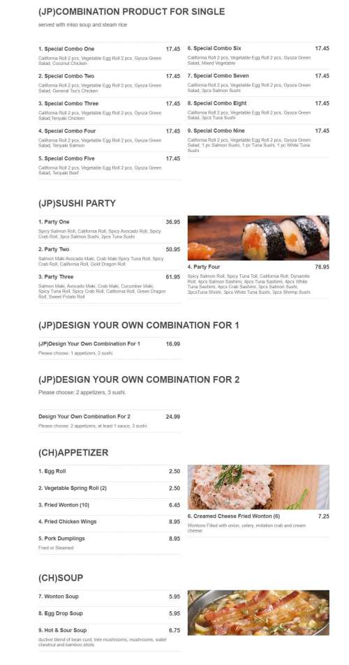 Asian Cafe menu in Mount Pearl, Newfoundland and Labrador, Canada