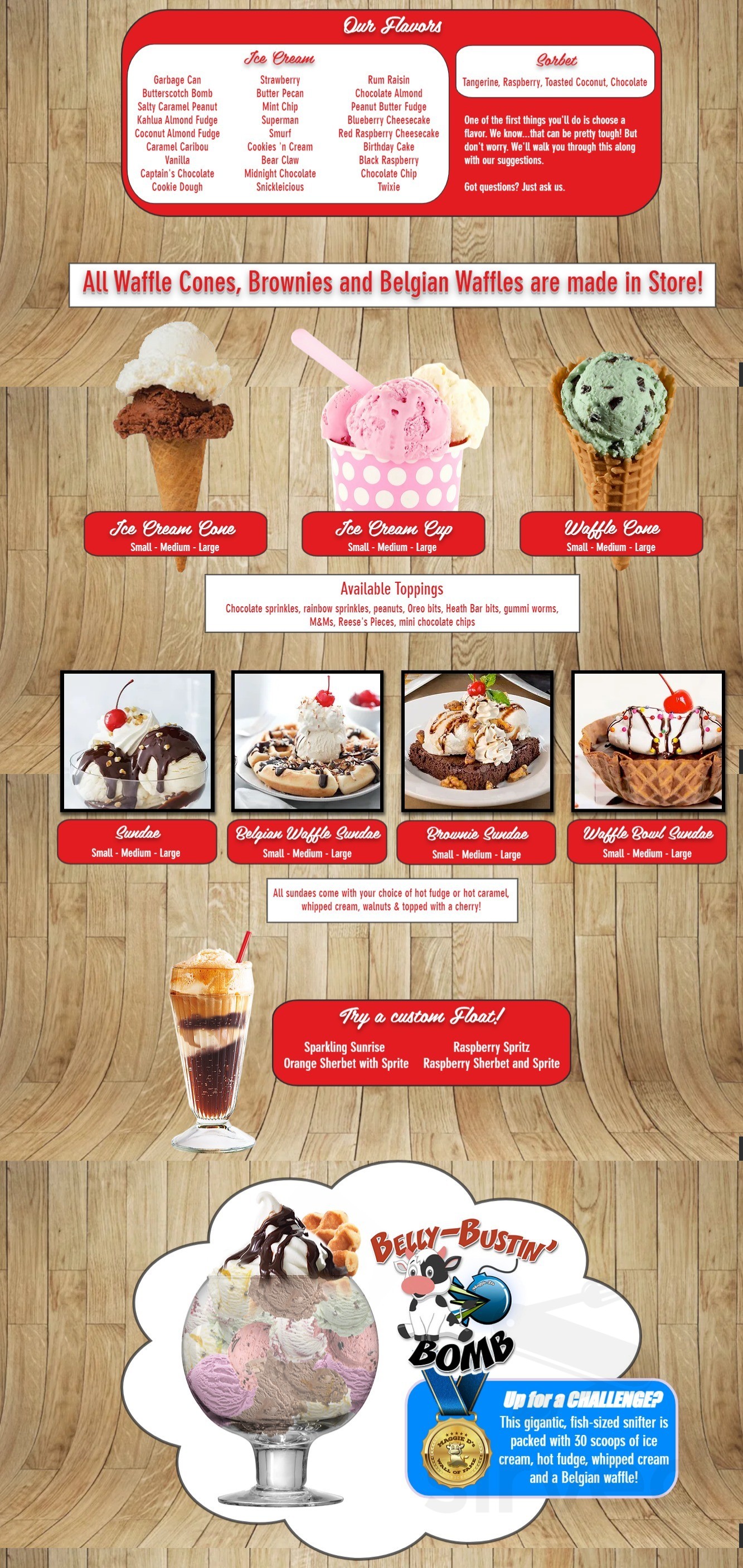 Maggie D's Ice Cream menu in Middleburg, Florida, USA