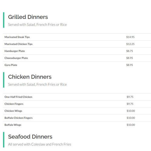Lakeside Pizza & Seafood menu in Tyngsborough, Massachusetts, USA