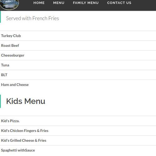 Lakeside Pizza & Seafood menu in Tyngsborough, Massachusetts, USA