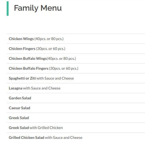 Lakeside Pizza & Seafood menu in Tyngsborough, Massachusetts, USA