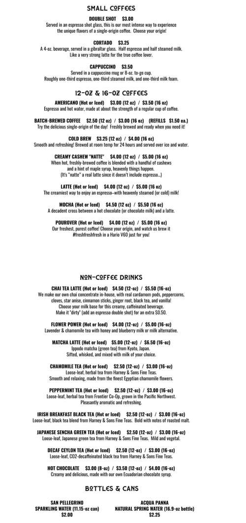Toasty Goat Coffee Co. menu in Columbia, Missouri, USA