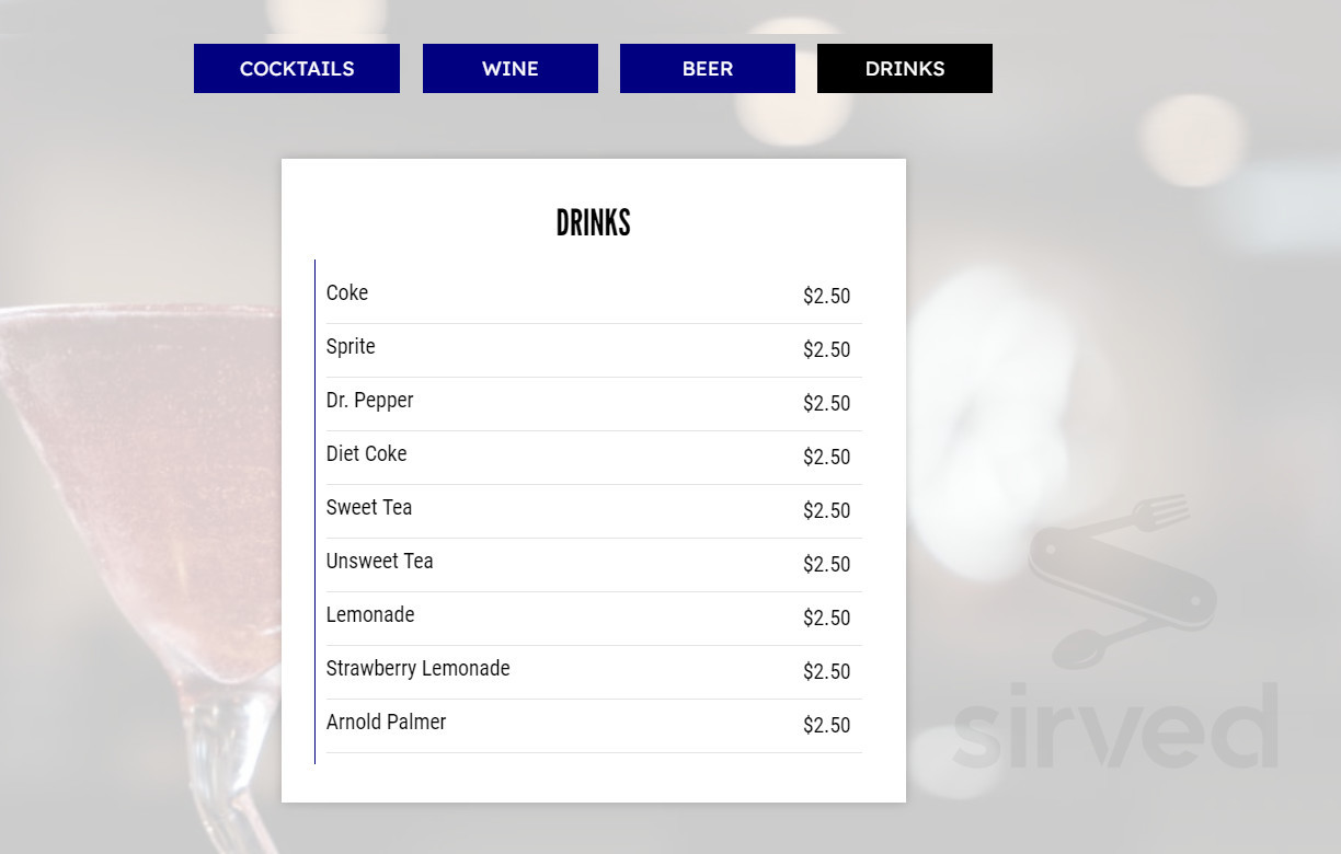 Route 290 American Sports Grill menu in Duncan, South Carolina, USA