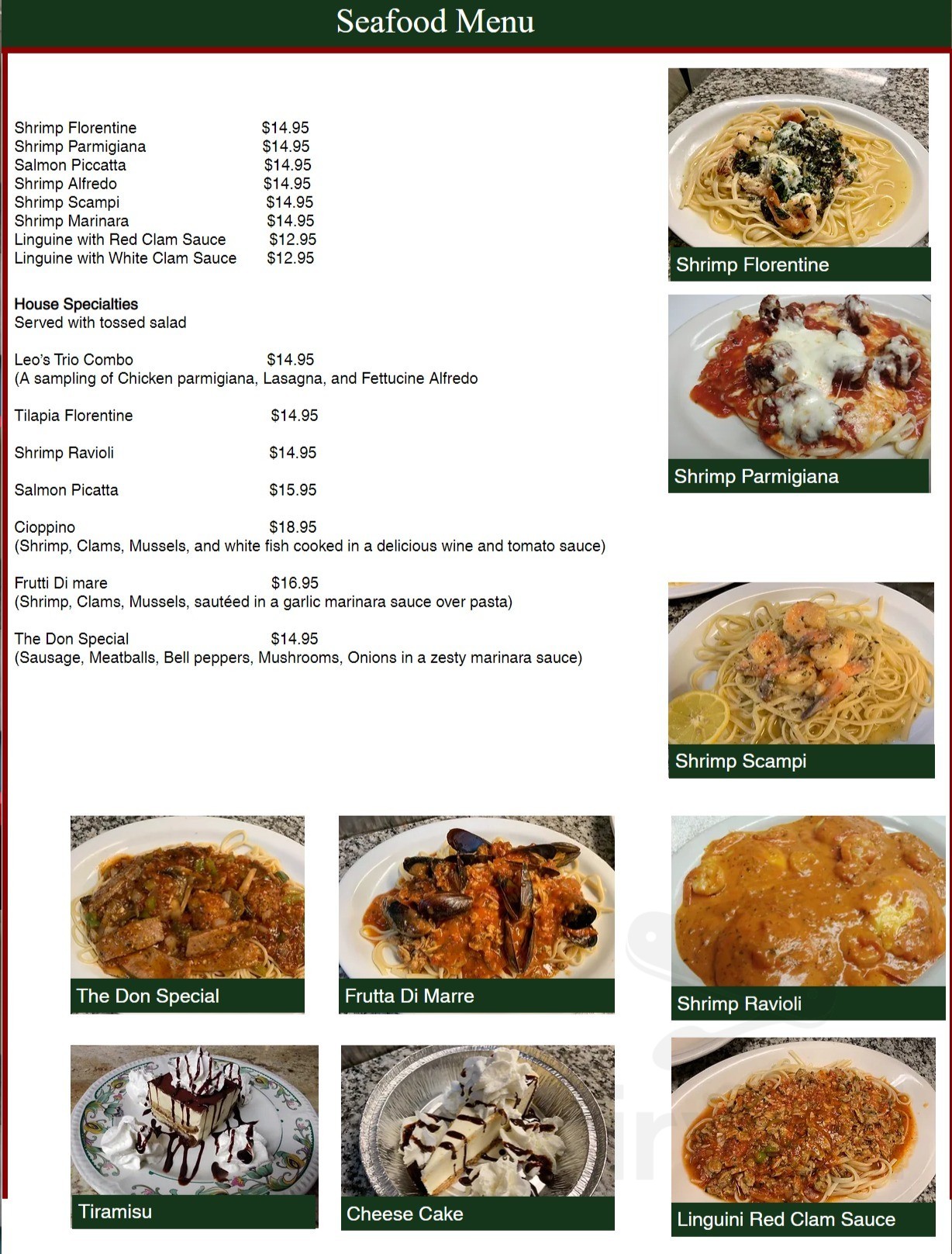 Menu - Pilot Point TX's Leo's Pizzeria | Sirved