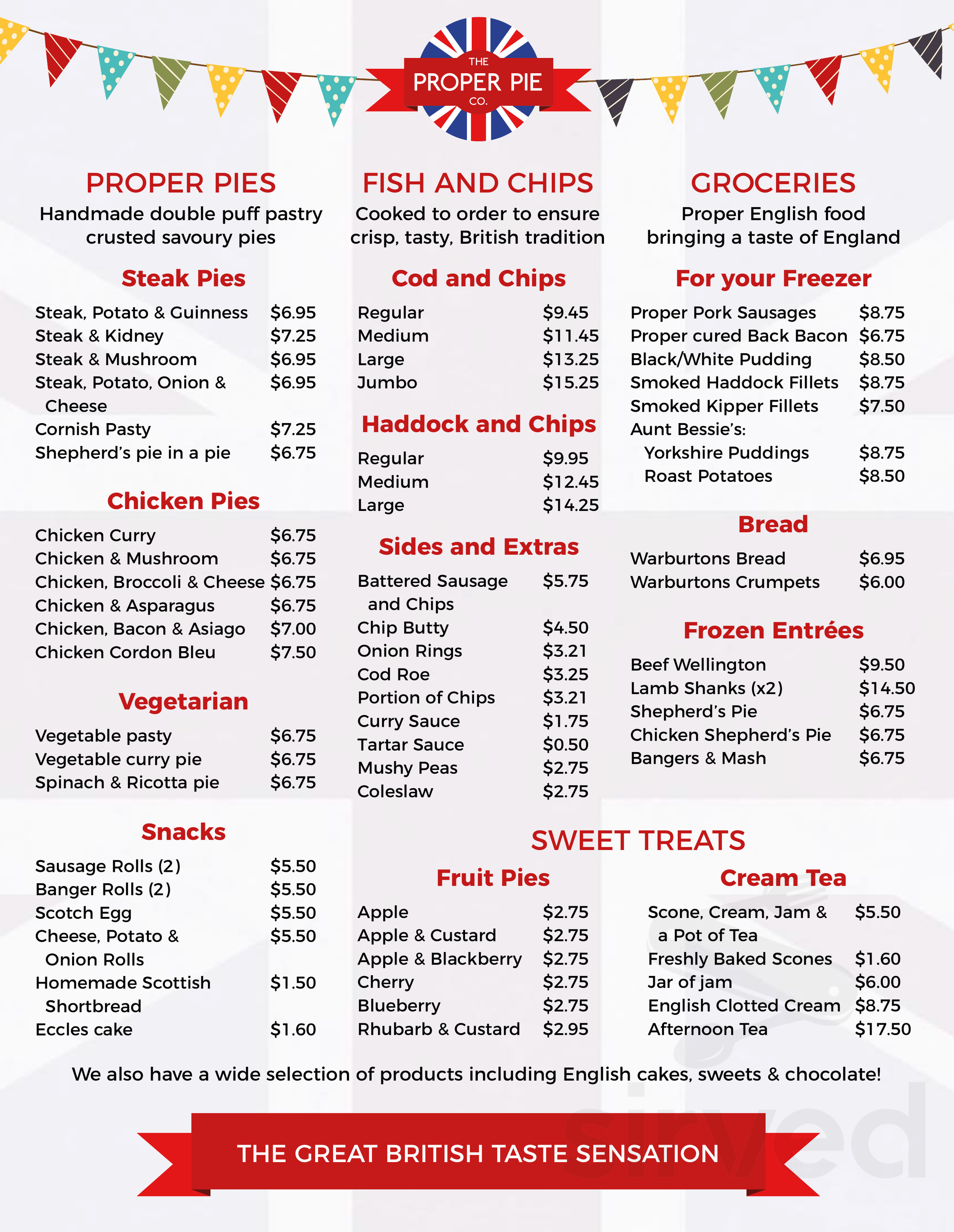 Menu for The Proper Pie Company in Haines City, FL | Sirved