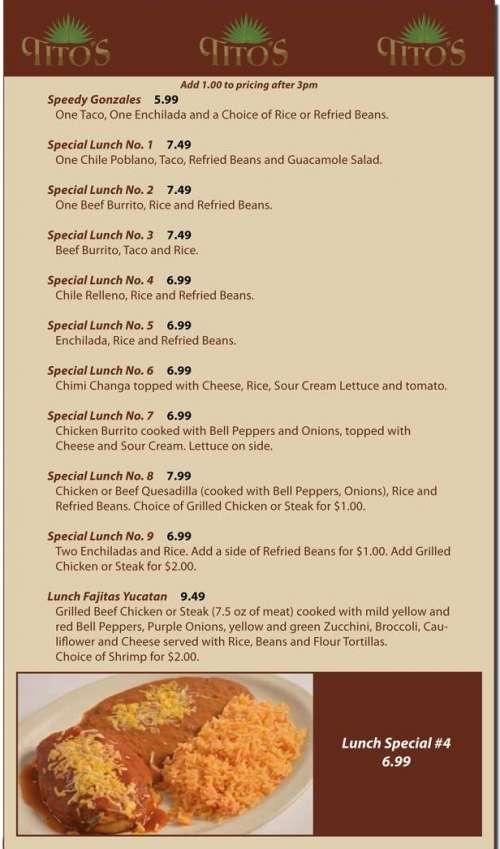 Tito's Mexican Grill - Fairlawn menu in Fairlawn, Ohio, USA