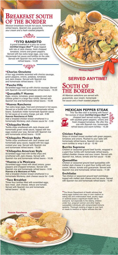 Golden Nugget Pancake House menu in Chicago, Illinois, USA