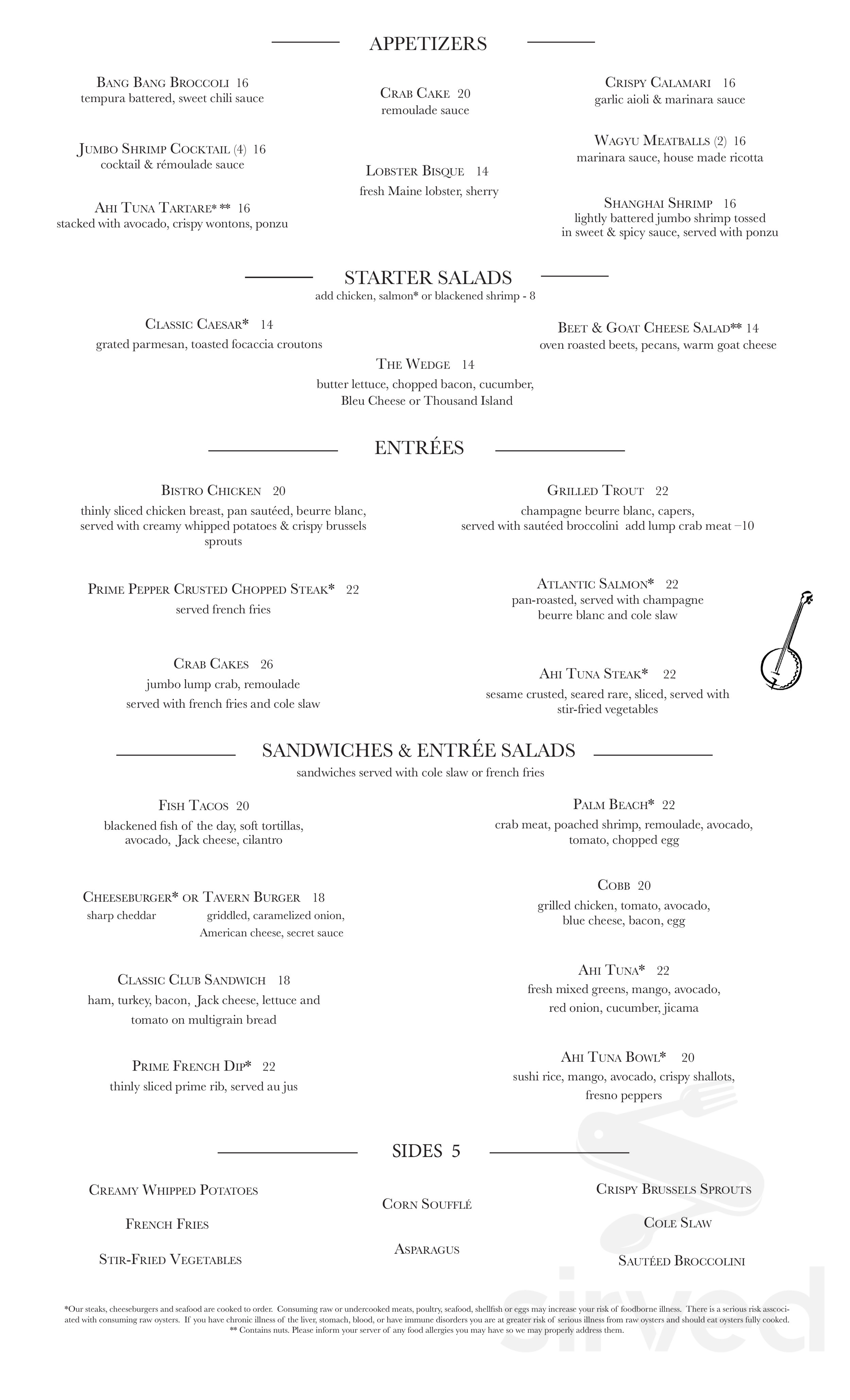 The River House menu in Nashville, Tennessee, USA