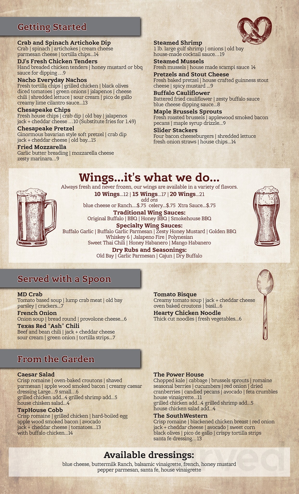 Menu for TapHouse6 in Hanover, PA | Sirved