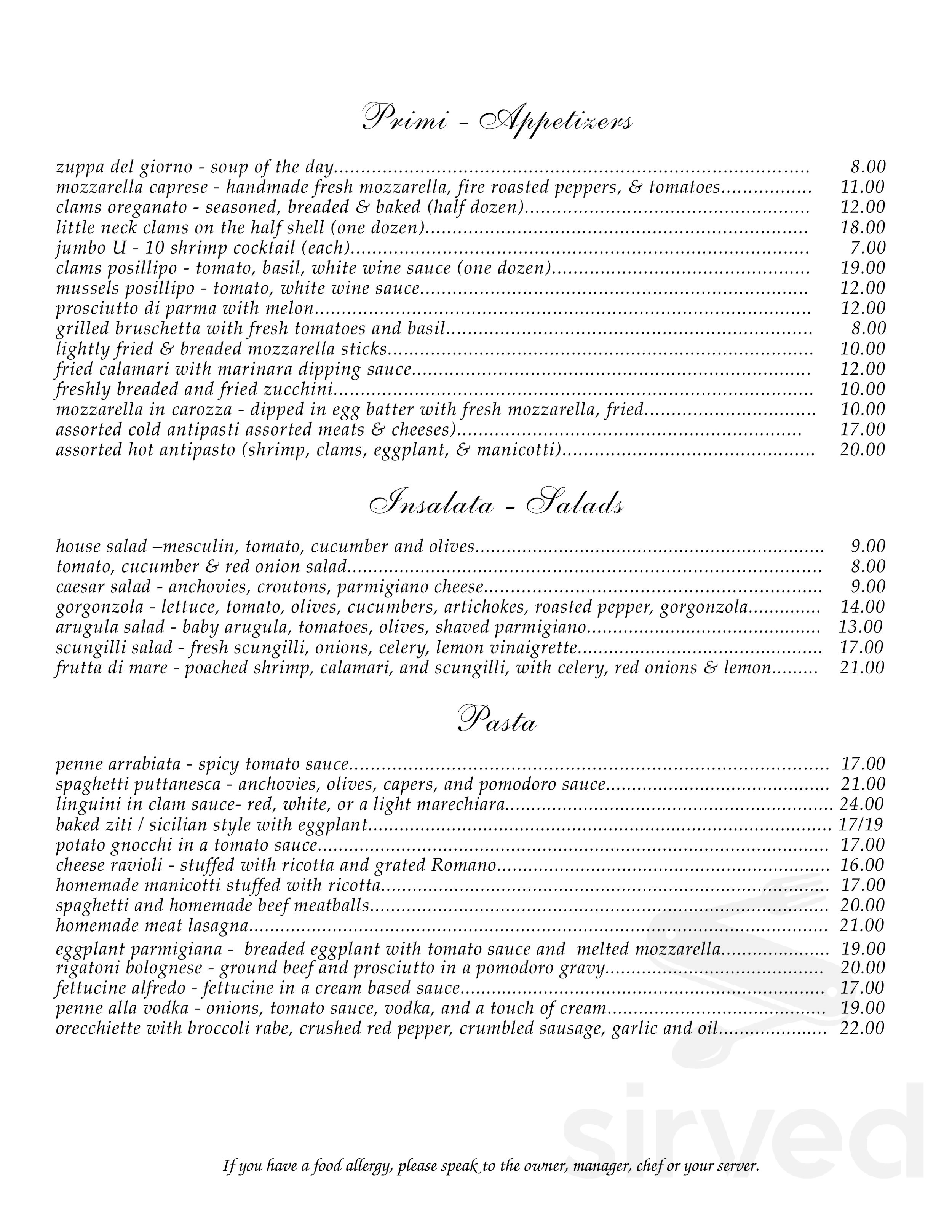 Peppino's Ristorante menu in Katonah, New York, USA