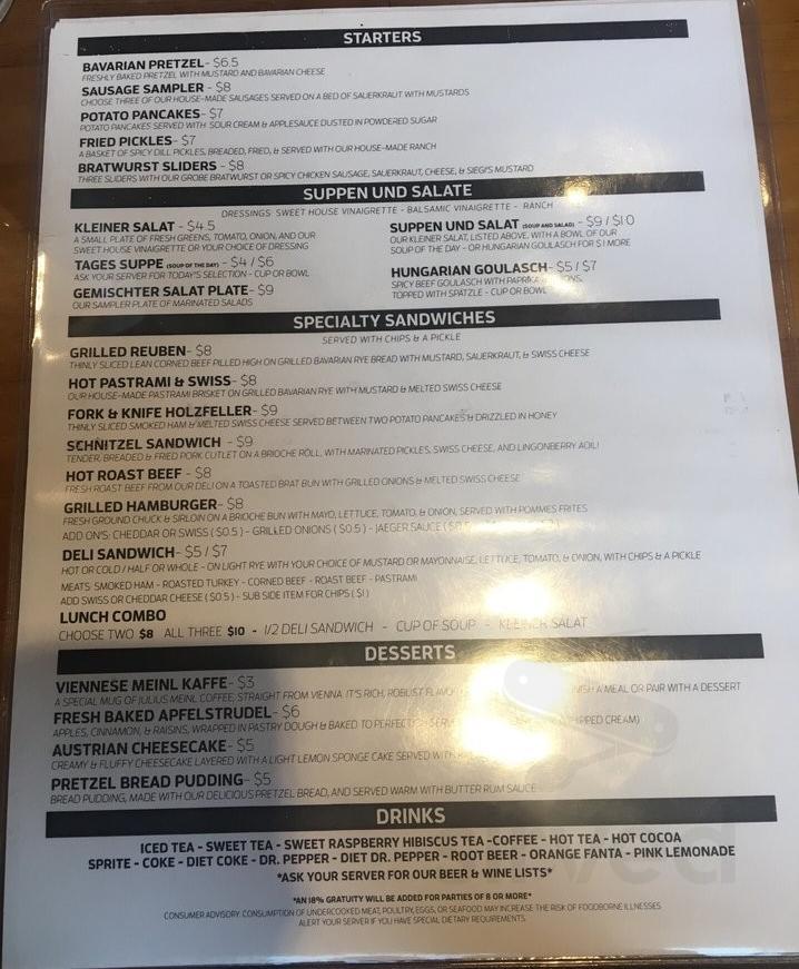 Siegi's Sausage Factory menus in Tulsa, Oklahoma, United States