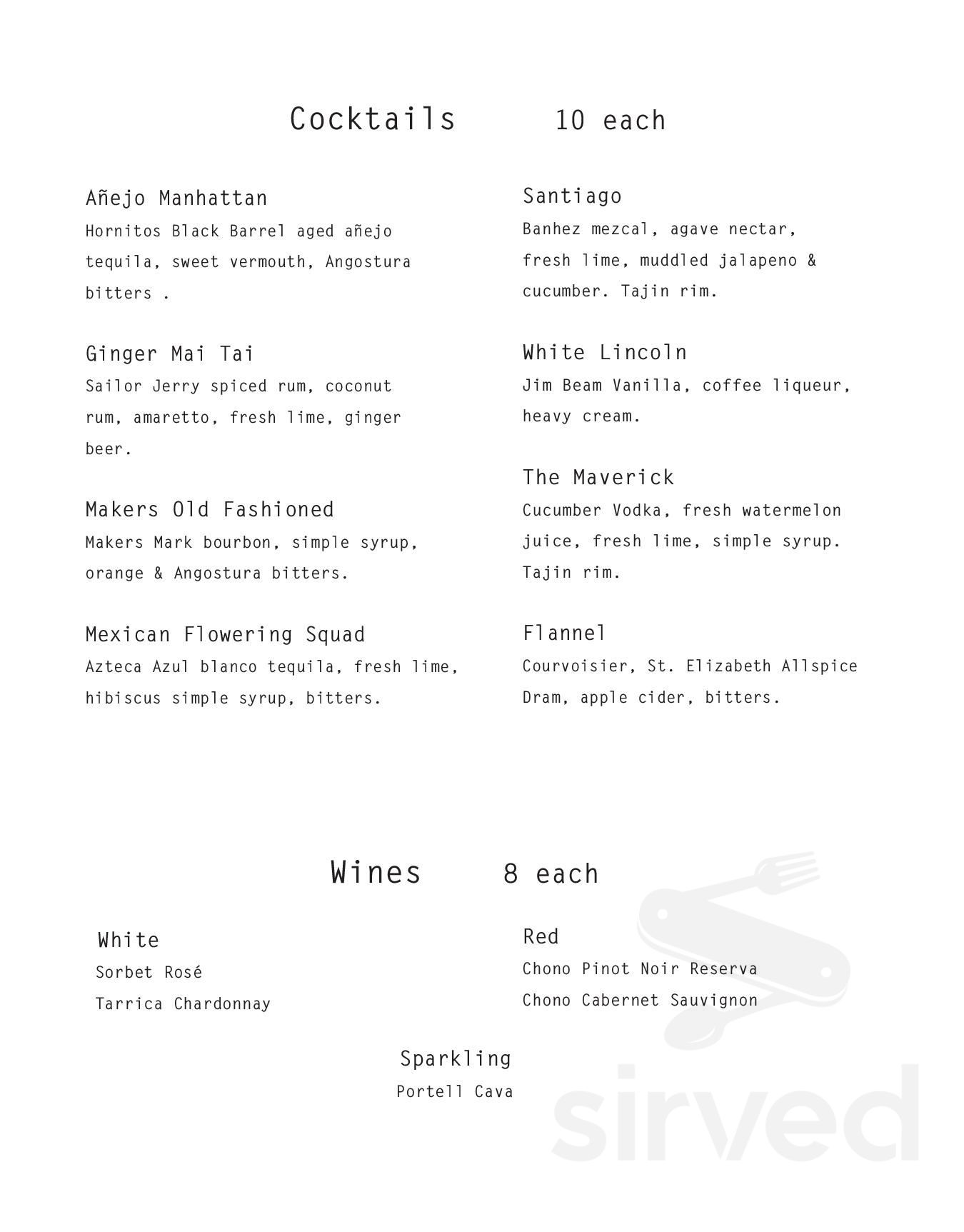 Simone's menu in Chicago, Illinois, USA