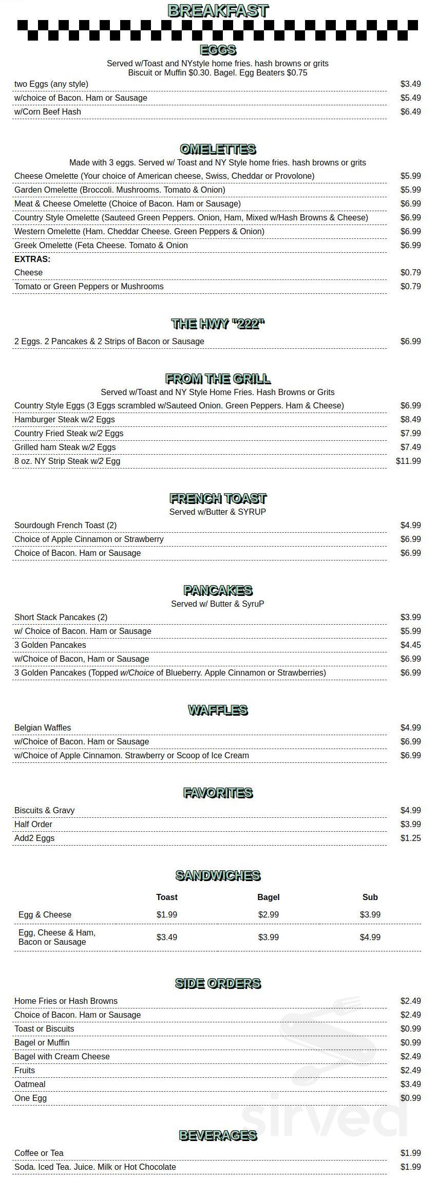 Menu for Hwy 441 Diner in Tavares, FL | Sirved