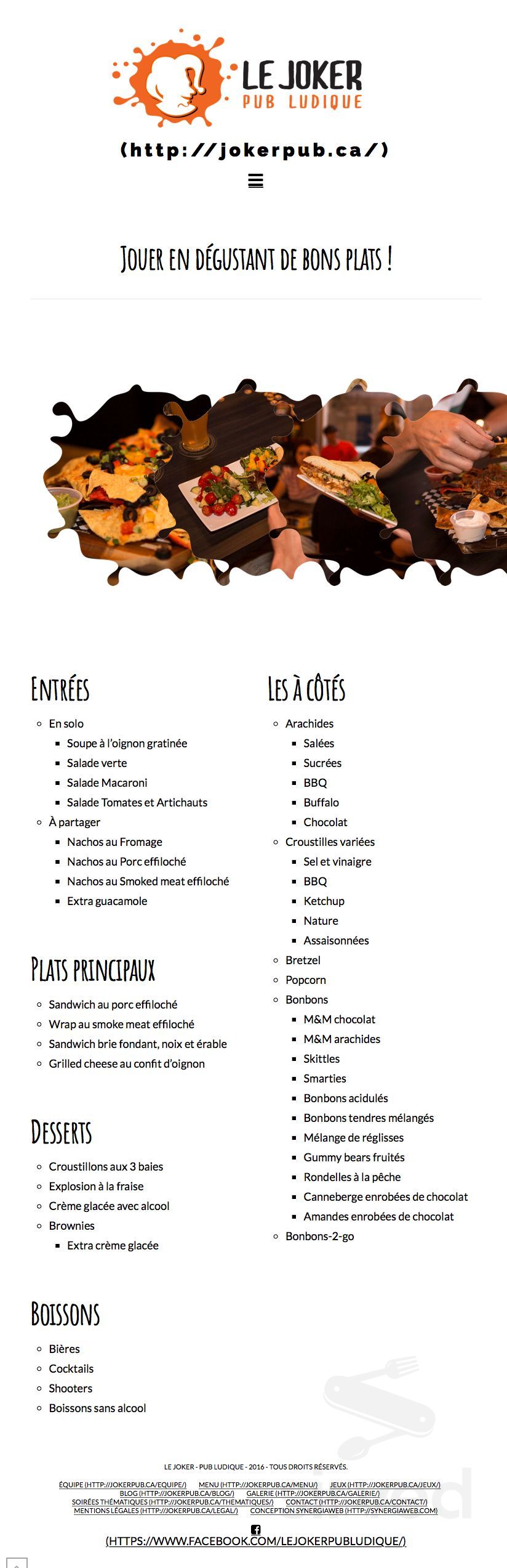 Le Joker - Pub Ludique menu in Longueuil, Quebec J4J 1J9, Canada