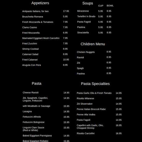 Armando's menu in Bethel, Connecticut, USA