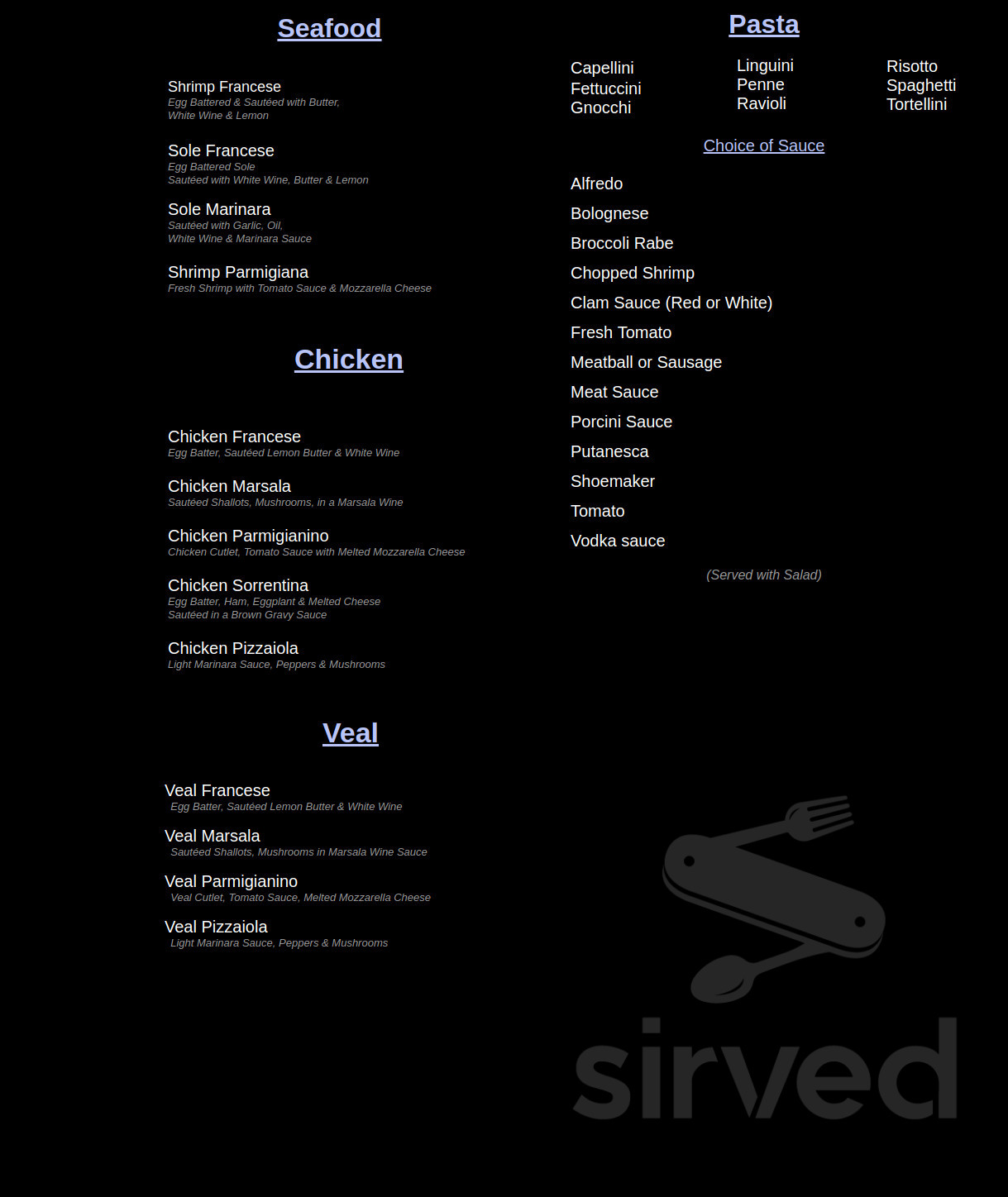 Armando's menu in Bethel, Connecticut, USA