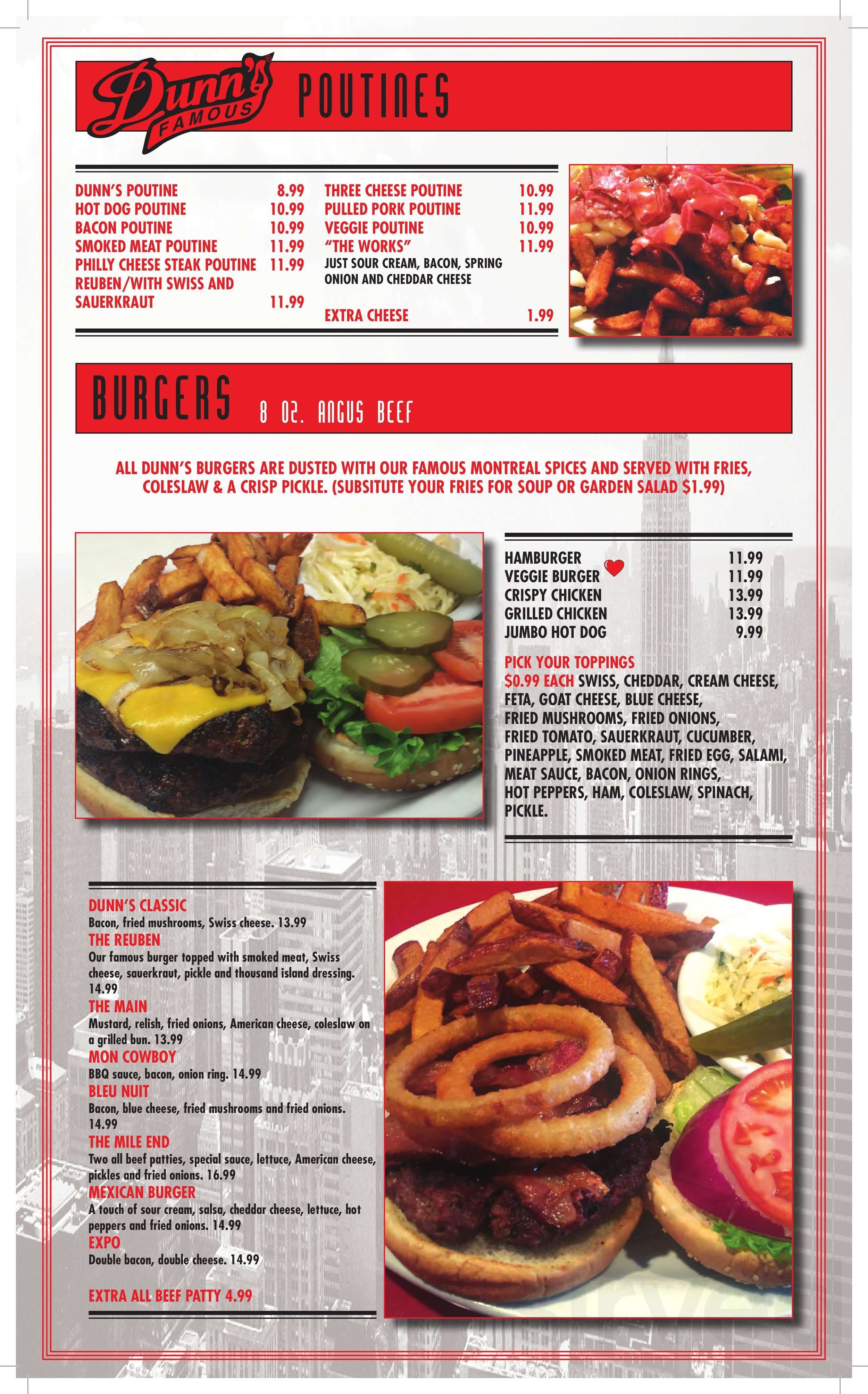 Benny's All Day menu in Rockland, Ontario, Canada