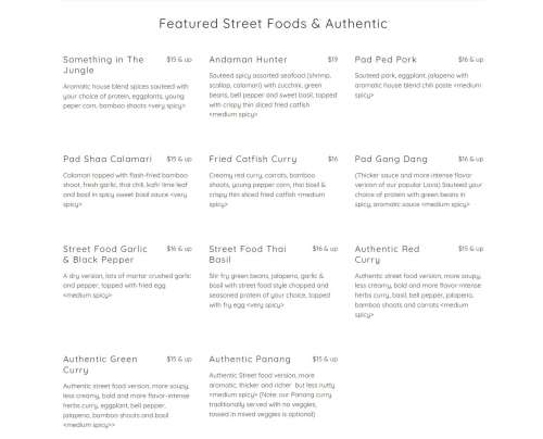 Café Equator Thai Cuisine menu in Metairie, Louisiana, USA