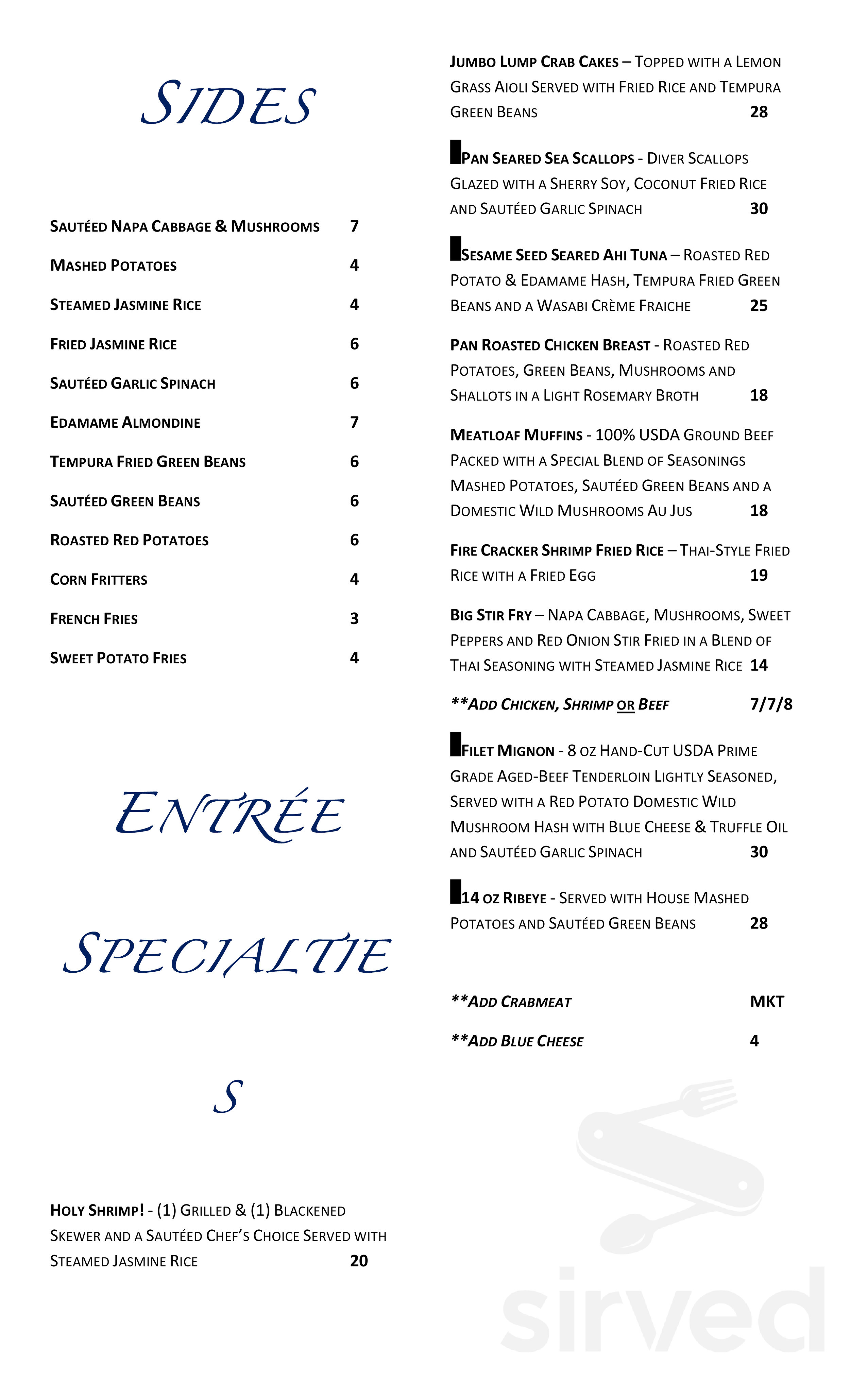 Big Fish Restaurant menu in Orange Beach, Alabama, USA