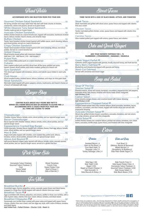 Eggsperience Irving Park menu in Chicago, Illinois, USA