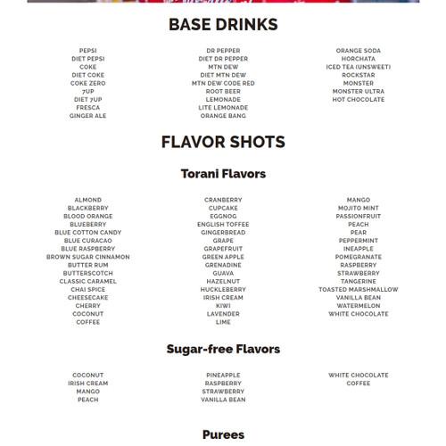 Sodalicious menu in Orem, Utah, USA