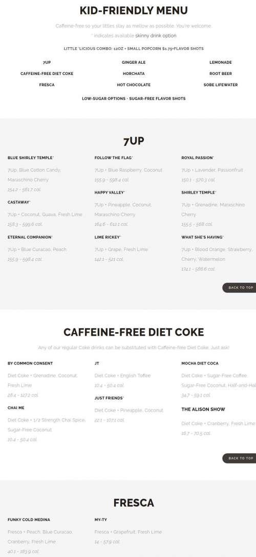 Sodalicious menu in Orem, Utah, USA