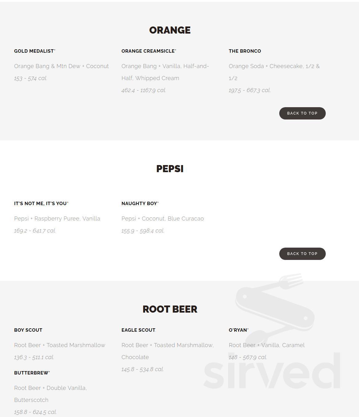 Sodalicious menu in American Fork, Utah, USA