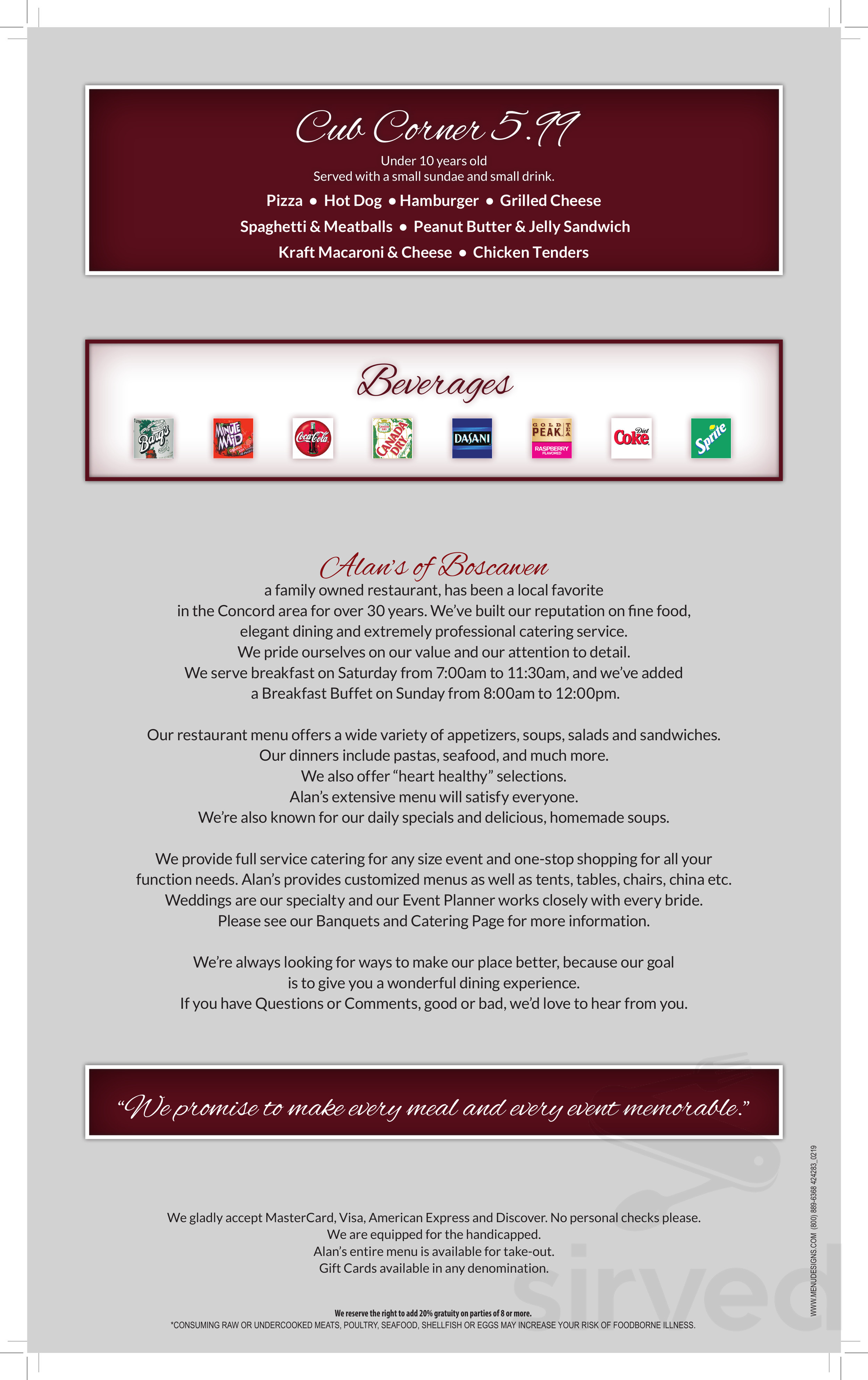 Alan's of Boscawen Restaurant menus in Boscawen, New Hampshire, United ...