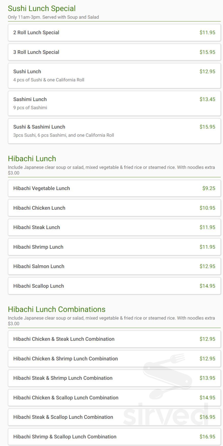 East Moon menu in Lubbock, Texas, USA