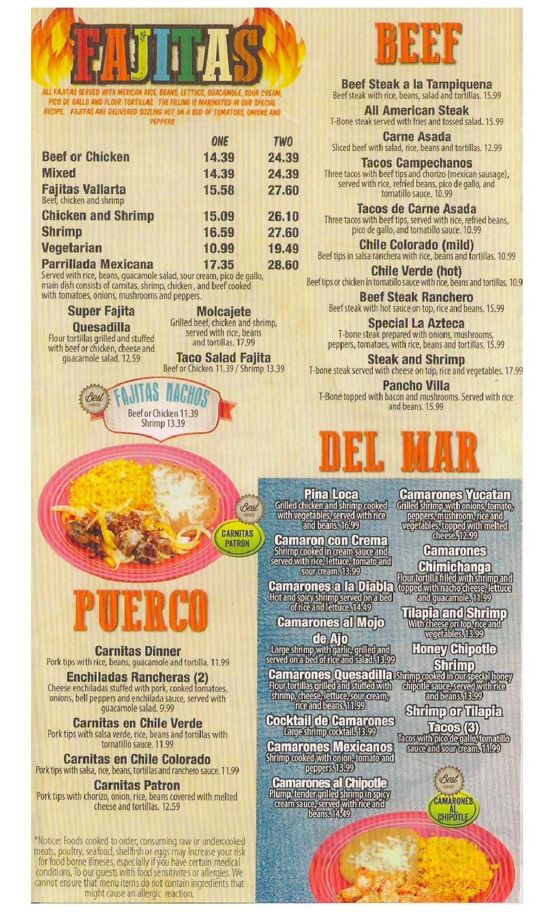 Don Patron Mexican Grill menu in Weston, West Virginia, USA