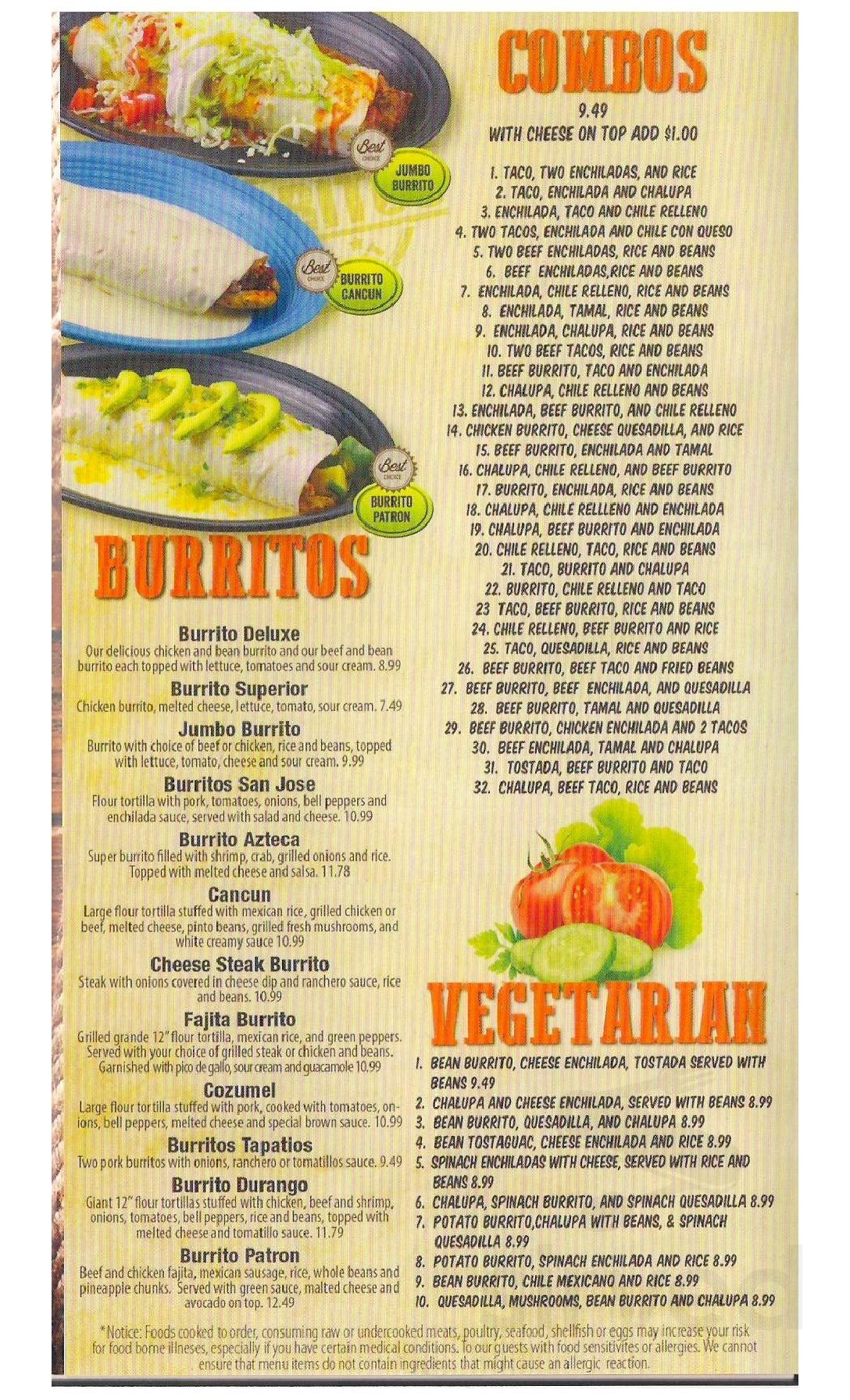 Don Patron Mexican Grill menus in Weston, West Virginia, United States