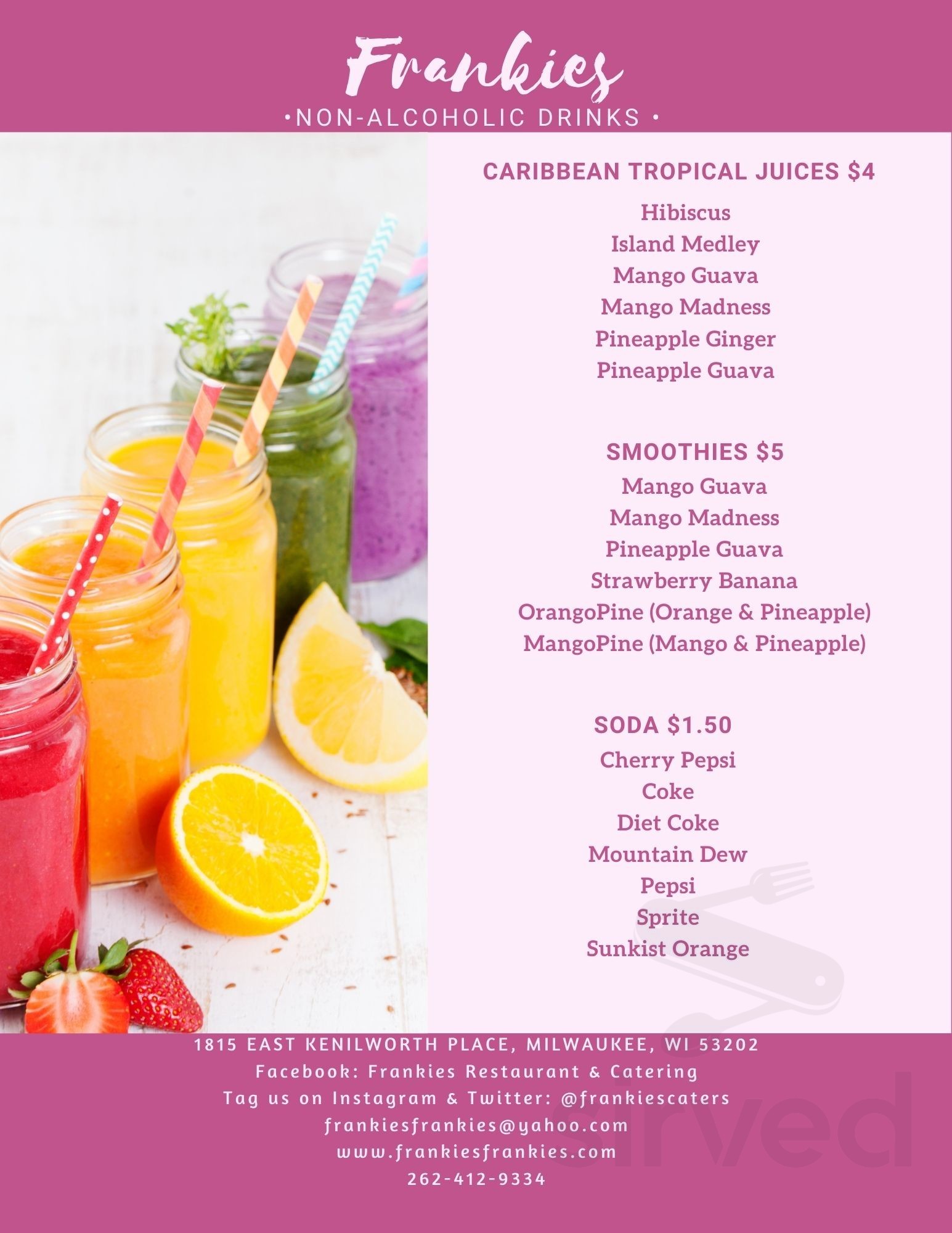 Frankies Restaurant and Catering menu in Milwaukee, Wisconsin, USA