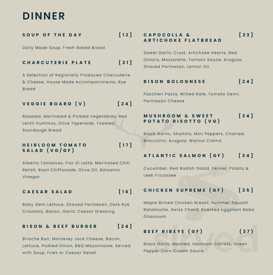 Deer Lodge menu in Lake Louise, Alberta, Canada