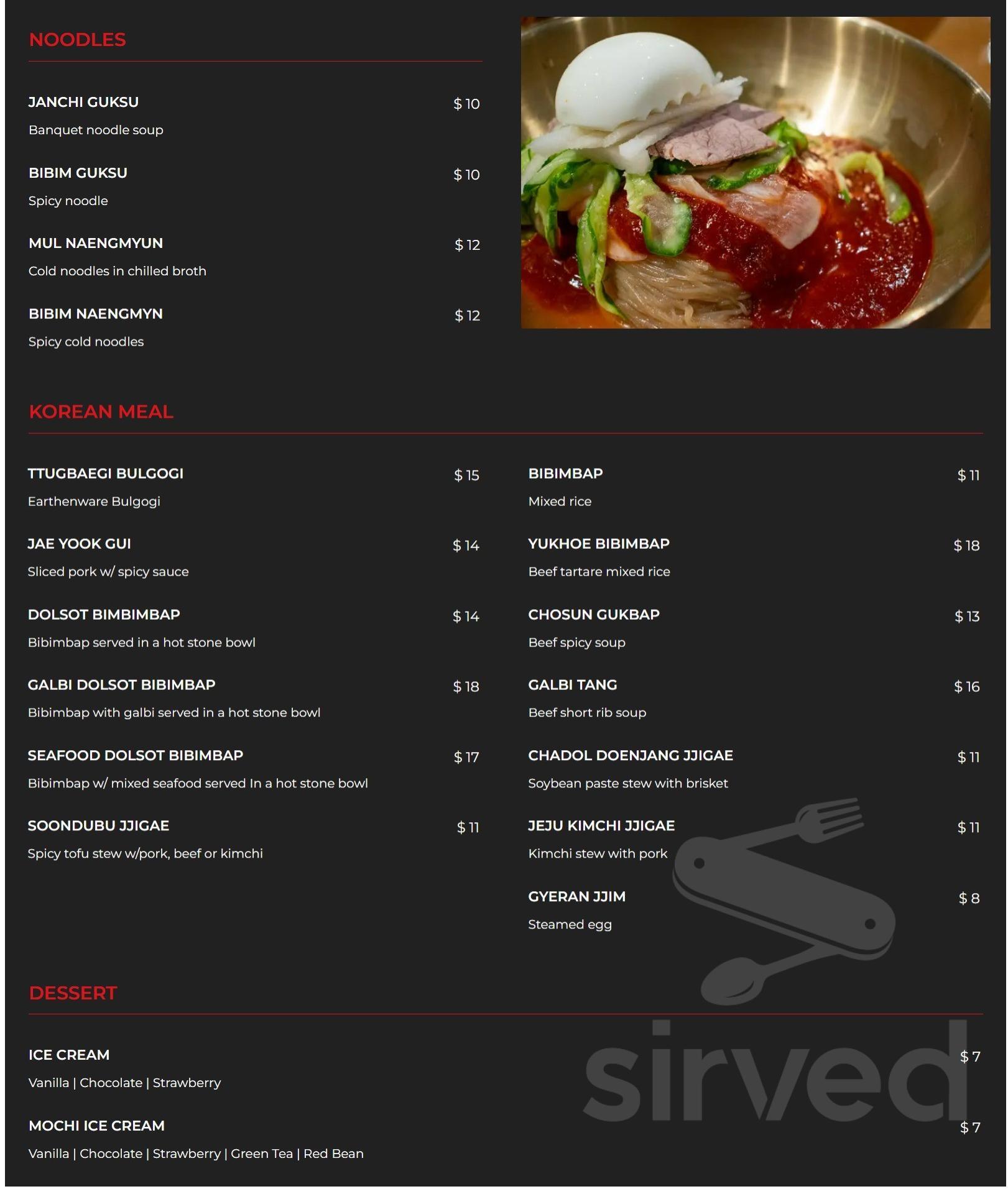 ChoSun Hwaro menu in Ellicott City, Maryland, USA