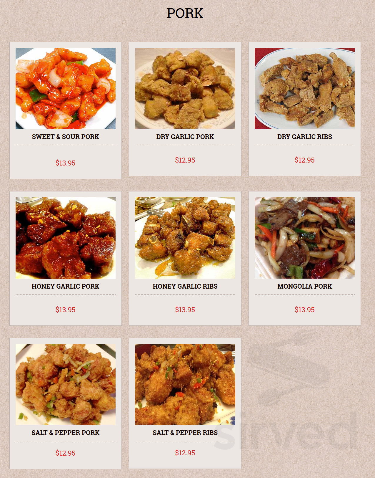 Orion Chinese Restaurant menu in Dawson Creek, British Columbia, Canada