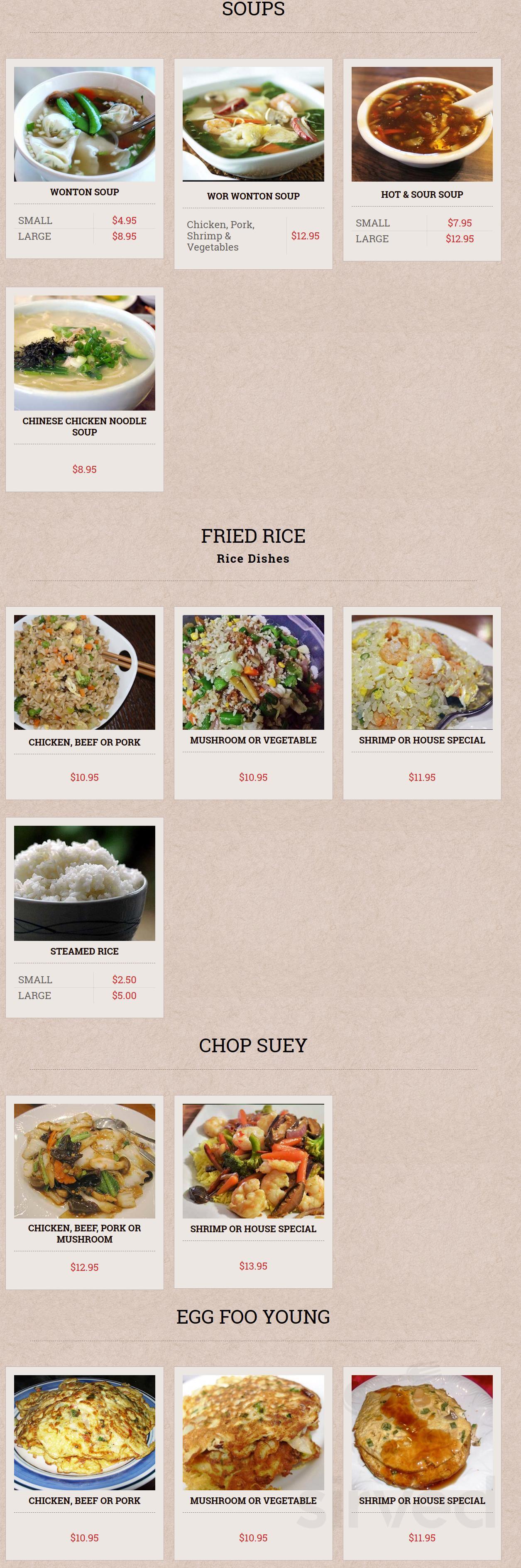 Orion Chinese Restaurant menu in Dawson Creek, British Columbia, Canada