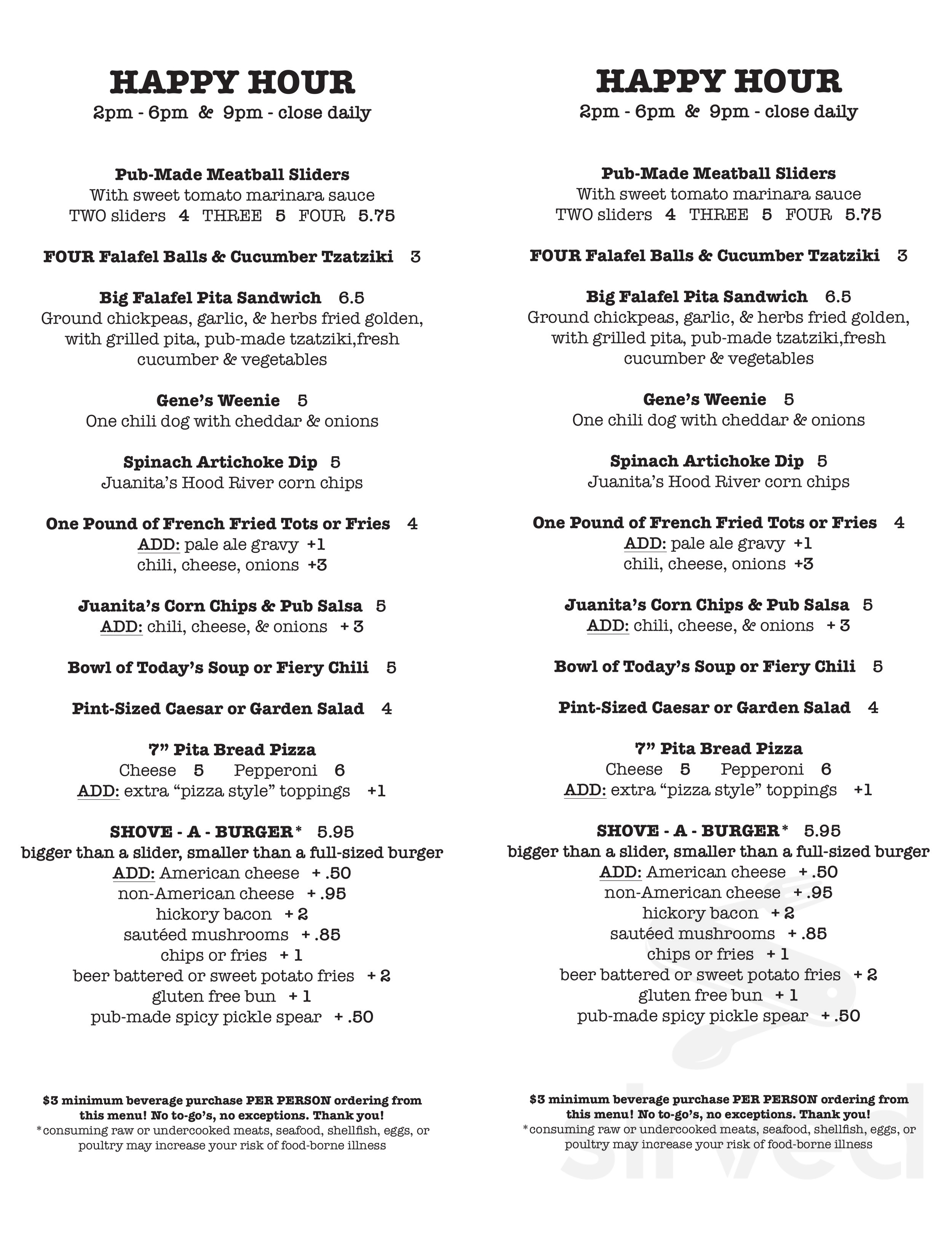 Old Market Pub & Brewery menu in Portland, Oregon, USA