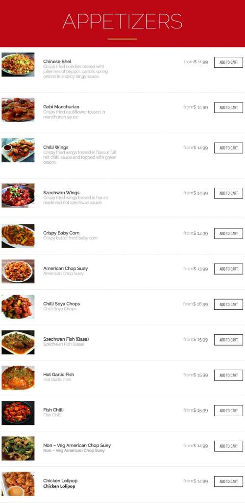 Sizzling Grill Indo-Chinese Fine Dining menu in Calgary, Alberta, Canada