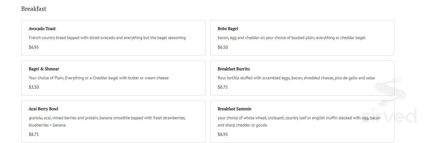Bizarre Coffee menu in Canton, Georgia, USA