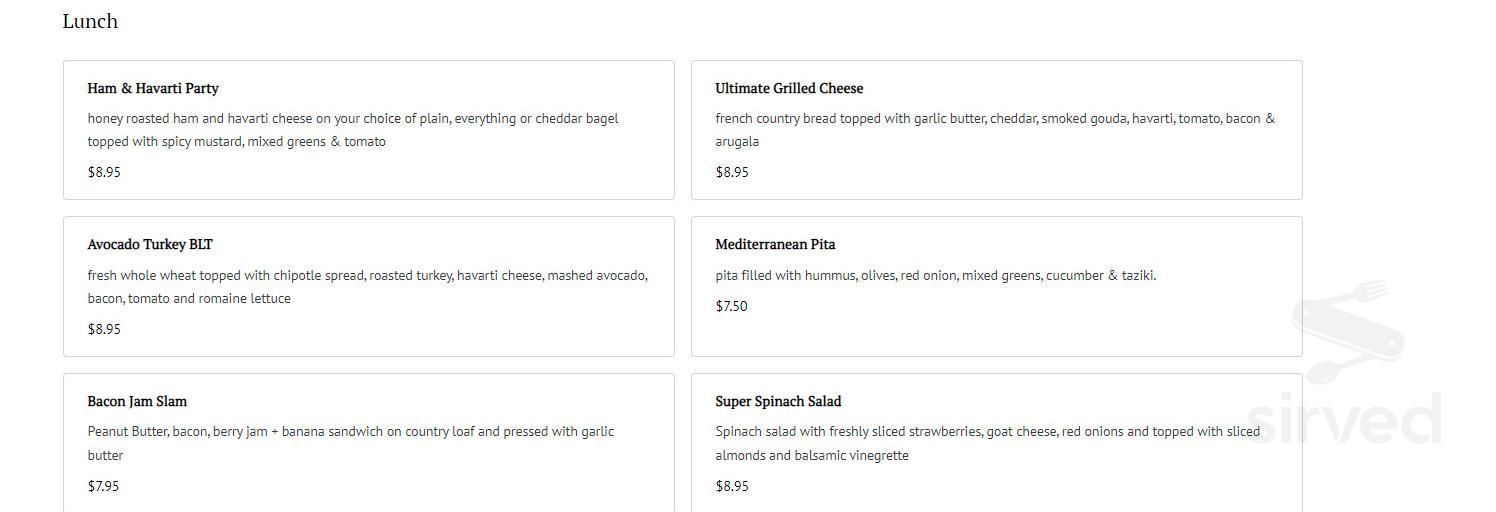 Bizarre Coffee menu in Canton, Georgia, USA