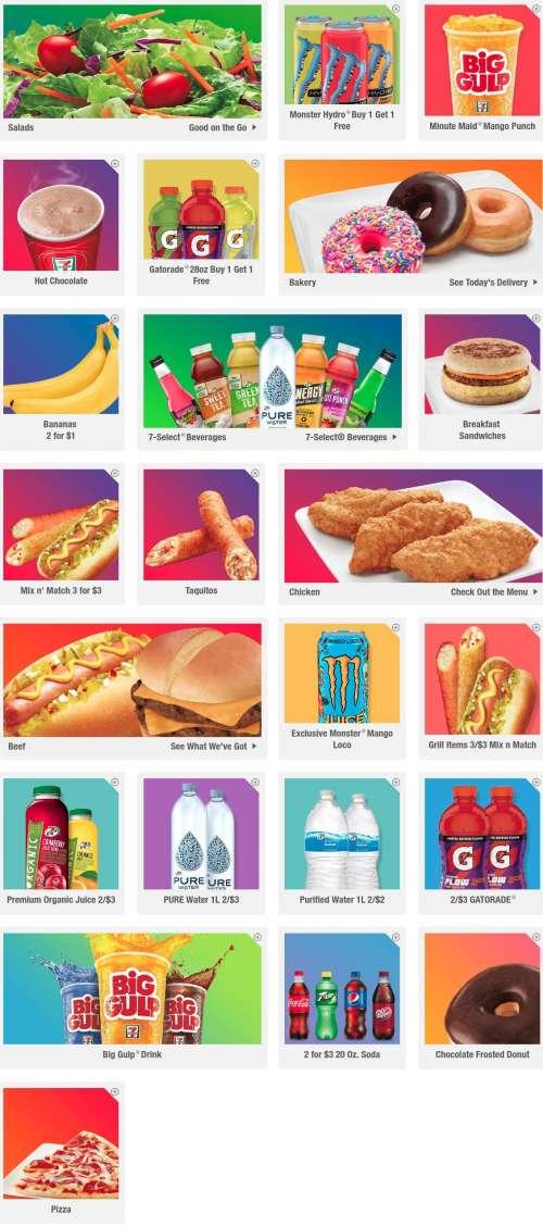 7-Eleven menu in Fredericksburg, Virginia, USA
