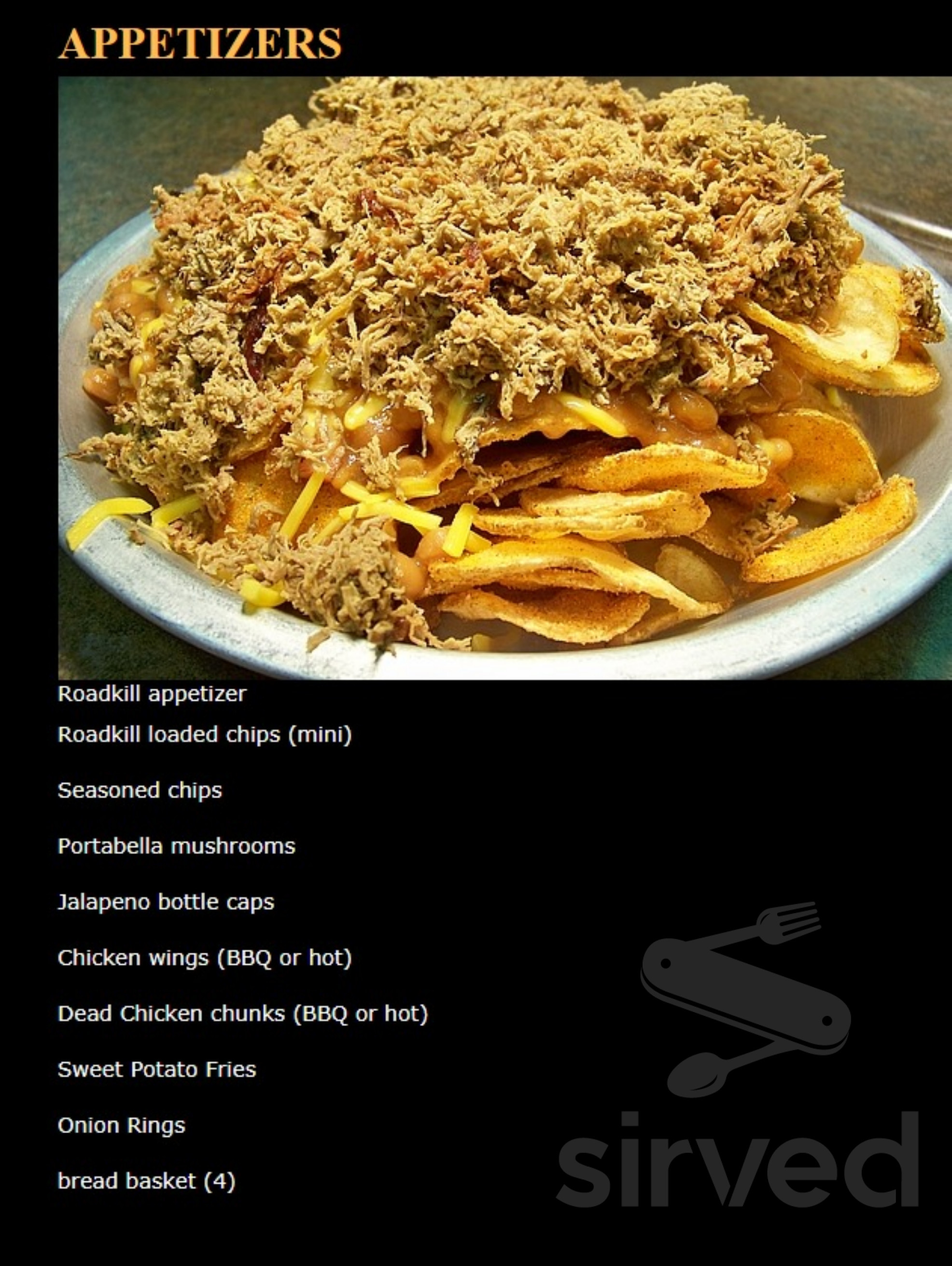 Randy's Roadkill BBQ & Grill menu in Rolla, Missouri, USA