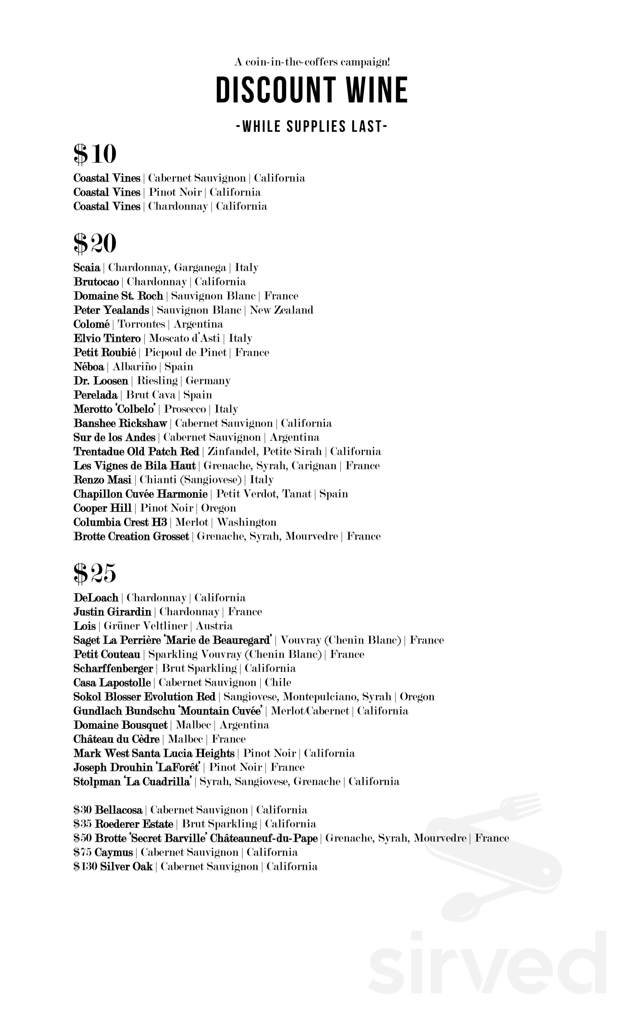 J. Wilson's menus in Lawrence, Kansas, United States