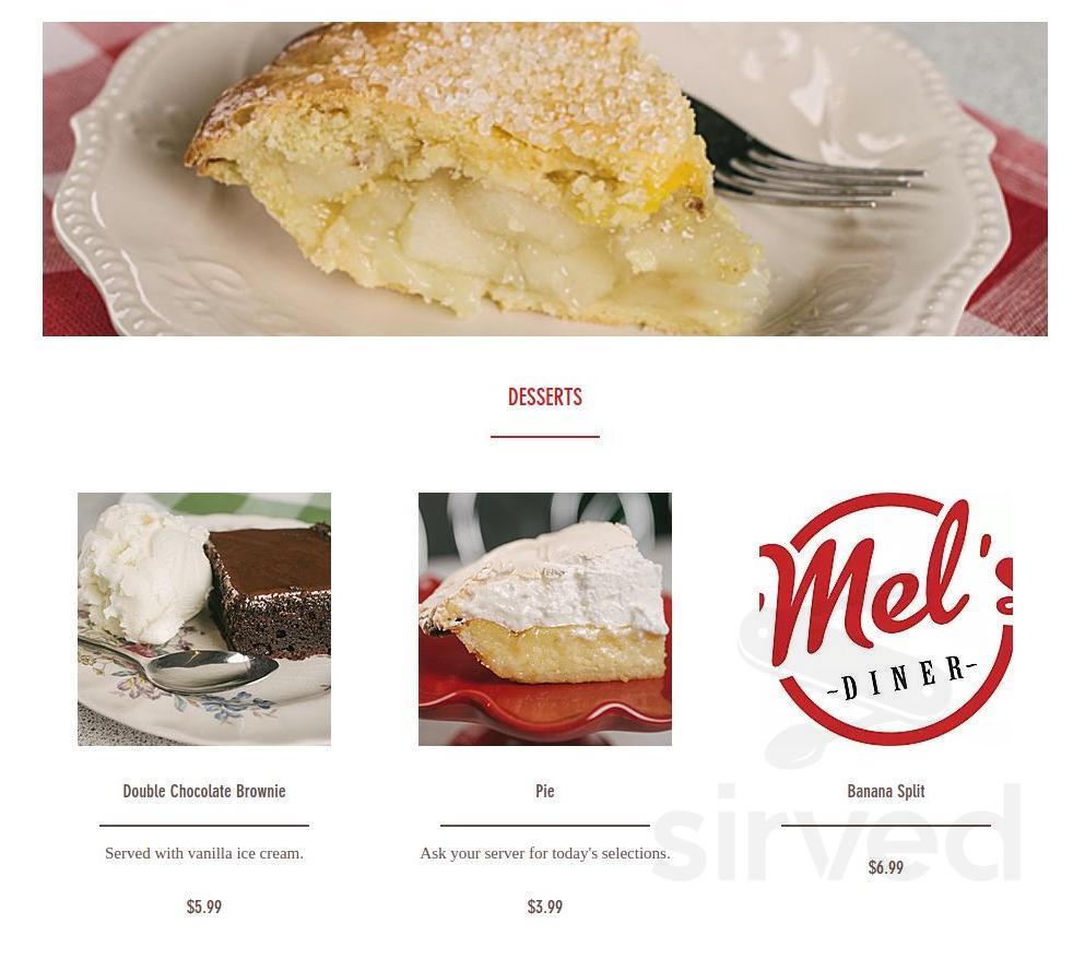 Mel's Diner menu in Kitchener, Ontario, Canada